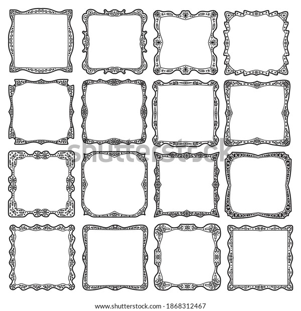 Square Line Black Vector Label Hand: เวกเตอร์สต็อก (ปลอดค่าลิขสิทธิ์ ...