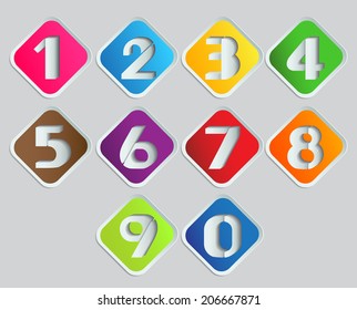 Square Modern Colorful Numbers Set Stock Vector (Royalty Free) 206667871
