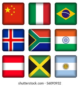 Square National Flags Set On White Stock Vector (Royalty Free) 56093932 ...
