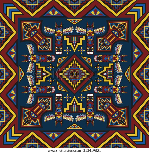 Square Ornamental American Indian Pattern Stock Vector (Royalty Free ...