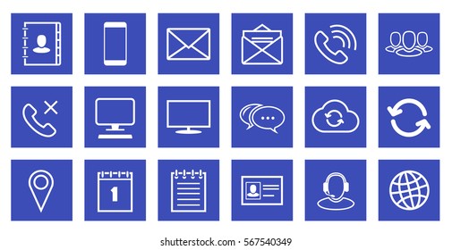 Square Outline Communications Set On Light Stock Vector (Royalty Free ...