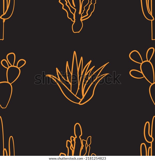 Square Pattern Orange Tracing Cactus Variety Stock Vector (Royalty Free ...