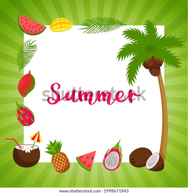 Square Postcard Green Striped Frame Words Stock Vector (Royalty Free ...