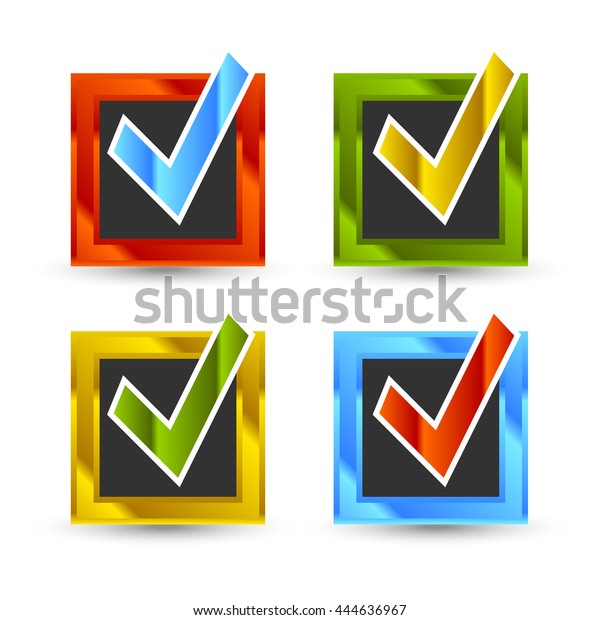 Square Shiny Colored Check Marks Stock Vector (Royalty Free) 444636967 ...