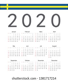 Square Swedish 2020 Year Vector Calendar Stock Vector (Royalty Free ...