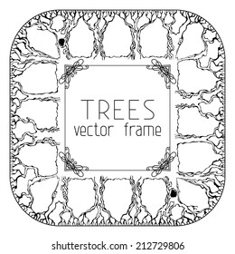 Square Trees Frame Calligraphic Nature Frame Stock Vector (Royalty Free ...