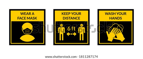 Square Warning Signs Showing Basic Set Stock Vector (Royalty Free ...