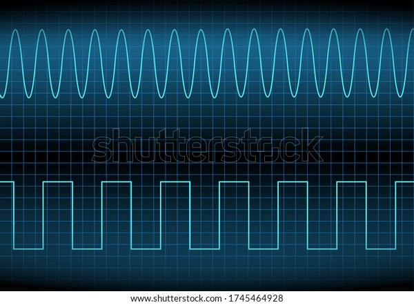 Square Wave Sine Wave On Oscilloscope Stock Vector (Royalty Free ...