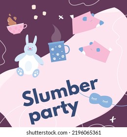 Squared Banner About Slumber Party Flat Stock Vector (Royalty Free ...