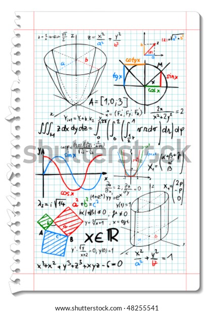 Squared Paper Mathematical Sketches Formulas Vector: เวกเตอร์สต็อก ...