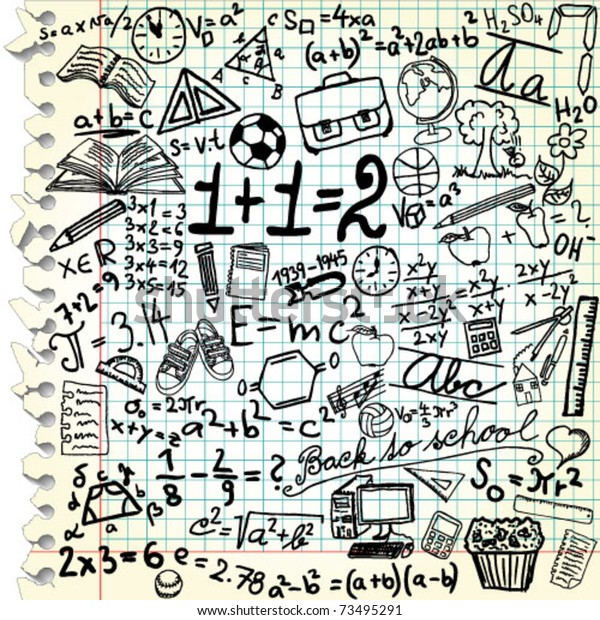 Squared Paper School Symbols Vector Illustration Stock Vector (Royalty ...