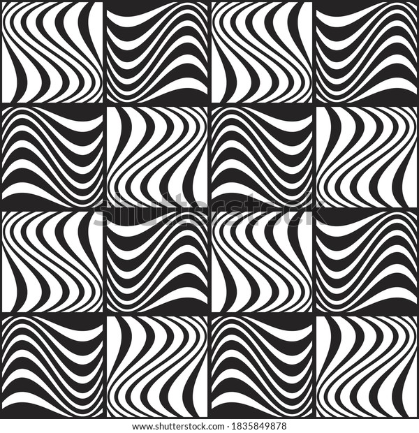 Squares Wavy Lines Seamless Pattern Stock Vector (Royalty Free ...