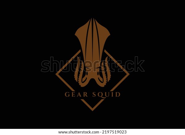 Squid Gear Squid Logo Design Template Stock Vector (Royalty Free ...