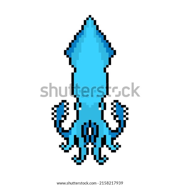 Squid Pixel Art Isolated 8 Bit: เวกเตอร์สต็อก (ปลอดค่าลิขสิทธิ์ ...