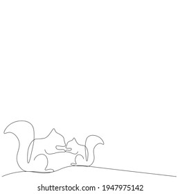 Squirrel Anumals Line Draw Vector Illustration Stock Vector (Royalty ...