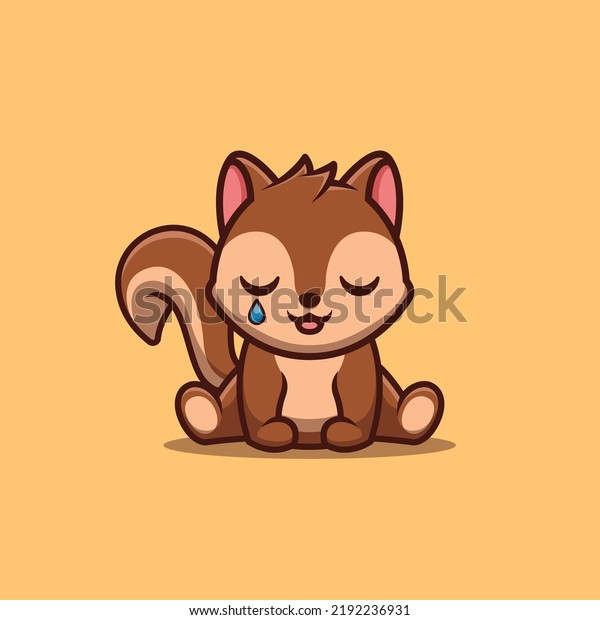 Squirrel Sitting Sad Cute Creative Kawaii Stock Vector (Royalty Free ...