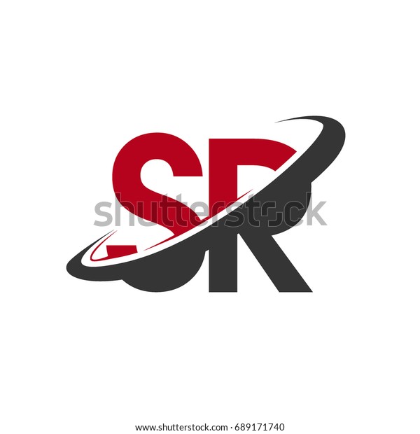 SR initial logo company name colored red and black swoosh design ...