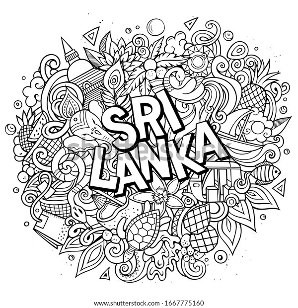 Sri Lanka Hand Drawn Cartoon Doodles Stock Vector (Royalty Free ...