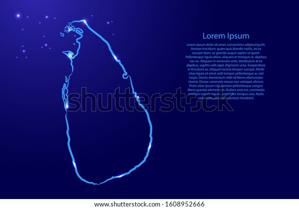 Sri Lanka Map Contour Classic Blue Stock Vector (Royalty Free ...