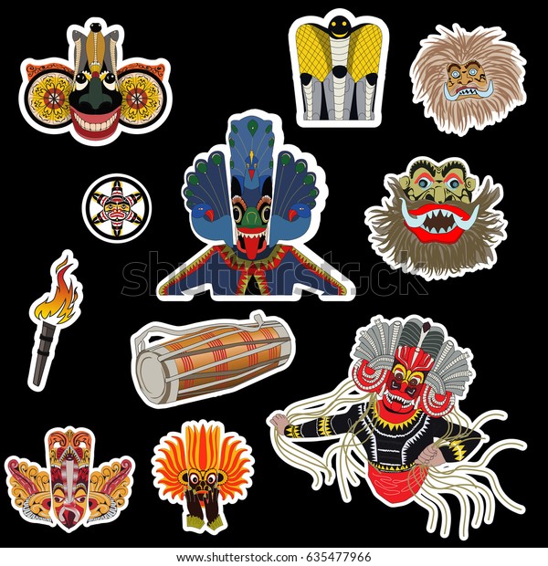 Sri Lankan Traditional Devil Masks Stock Vector (Royalty Free) 635477966