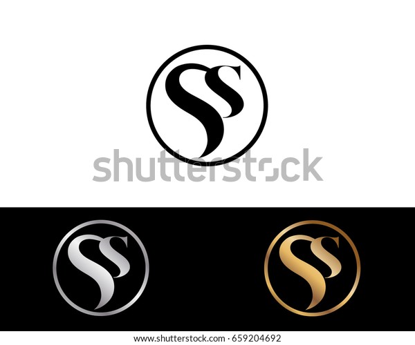 Ss Text Gold Black Silver Modern Stock Vector (Royalty Free) 659204692