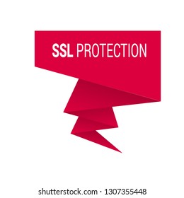 Ssl Protection Red Banner Secure Labelstickerbanner Stock Vector ...