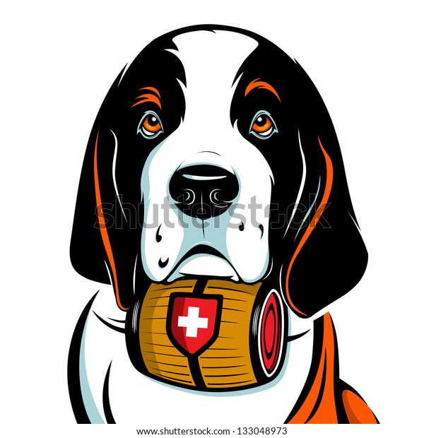 St Bernard Dog Vector Illustration Stock Vector (Royalty Free) 133048973