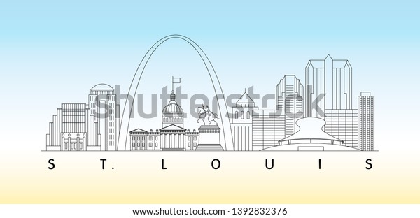 St Louis Missouri Skyline Vector Illustration Stock Vector (Royalty ...