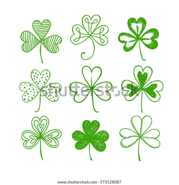 St Patricks Day Doodle Shamrocks Set Stock Vector (Royalty Free ...