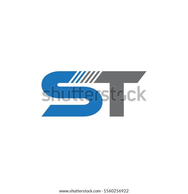 ST simple letter logo design with blue and gray.