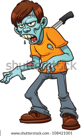 Stabbed Cartoon Zombie Vector Illustration Simple Stock Vector (Royalty ...