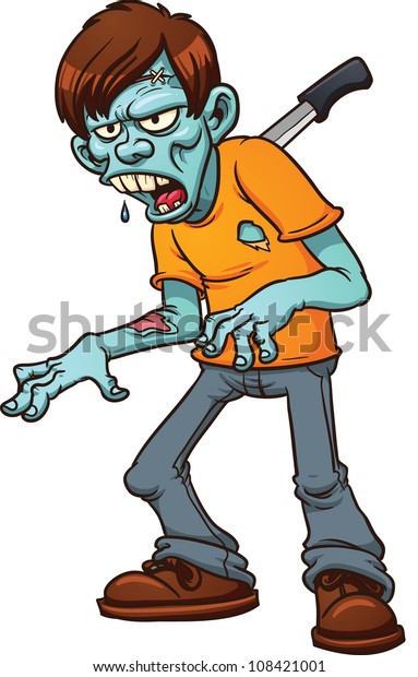 Stabbed Cartoon Zombie Vector Illustration Simple Stock Vector (Royalty ...