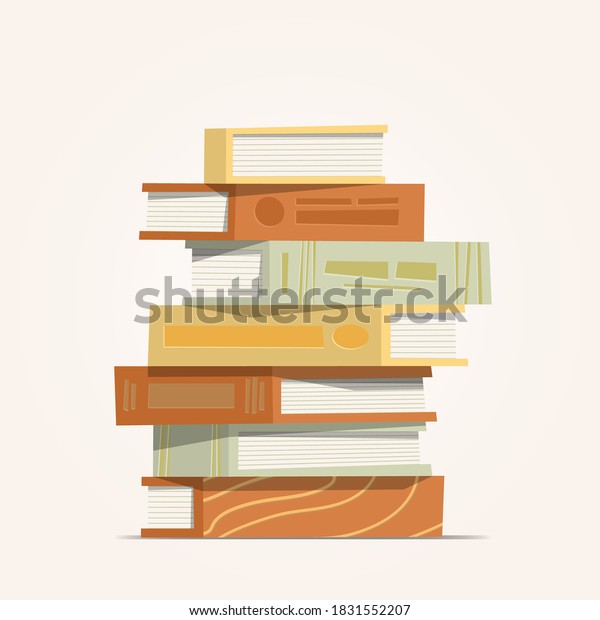 Stack Books Pile Books Illustration Cartoon Stock Vector (Royalty Free ...
