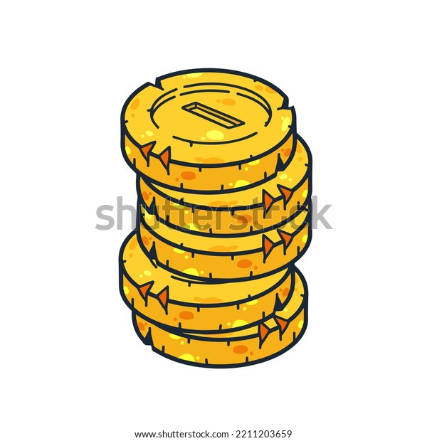 Stack Gold Coins Outline Cartoon Icon Stock Vector (Royalty Free ...