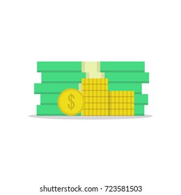 Stack Money Dollars Gold Coins Vector Stock Vector (Royalty Free) 723182488