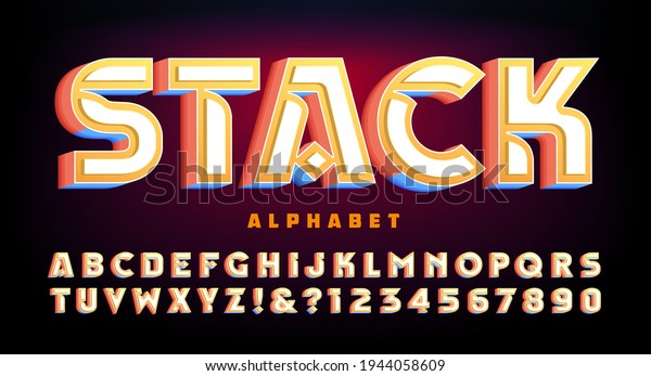 Stack Multilayered Alphabet Unique Font Style Stock Vector (Royalty ...