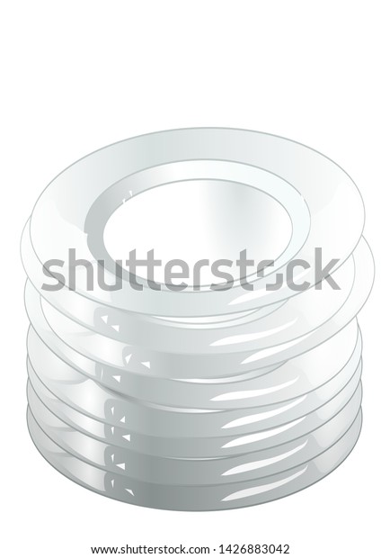 Stack Plate Isolated On White Background Stock Vector (Royalty Free ...