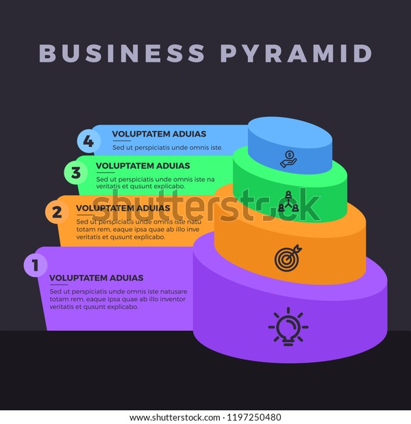 Stacked Circular Pyramid Level Stages Colorful Stock Vector (Royalty ...