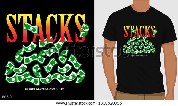 Stacks Tshirt Design Typography Tshirt Design 库存矢量图（免版税）1810820956