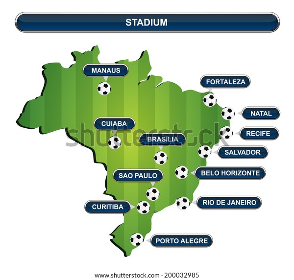 Stadium Brazil Map Vector Illustration 库存矢量图（免版税）200032985 | Shutterstock