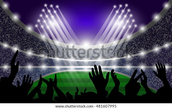 Stadium Events Spotlights Fans Vector Illustration Stok Vektör ...
