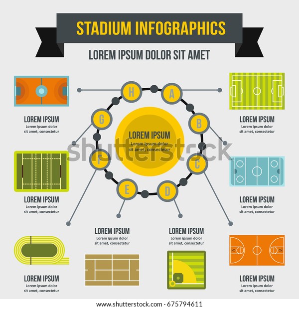 Stadium Infographic Banner Concept Flat Illustration Stock Vector ...