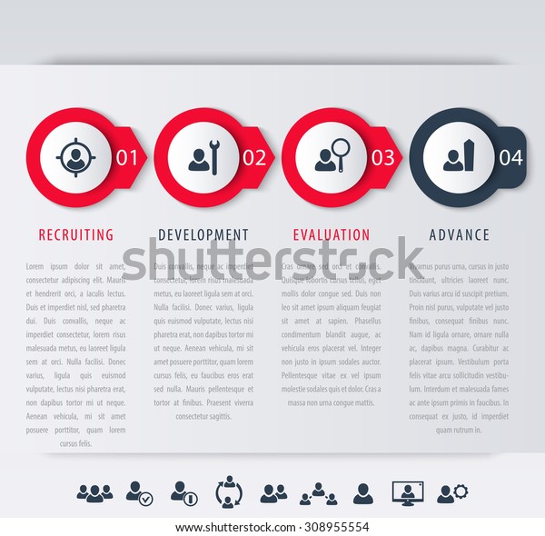Vektor Stok Staf, langkah pengembangan karyawan, elemen infografis ...