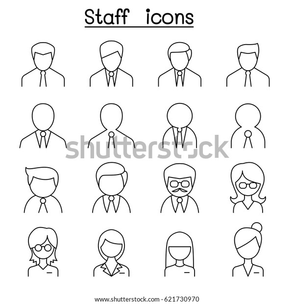 Staff Icon Set Thin Line Style Stock Vector (Royalty Free) 621730970 ...
