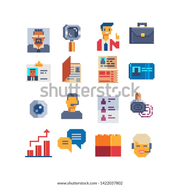 Staff Pixel Art Icons Set Business Stock Vector (Royalty Free ...