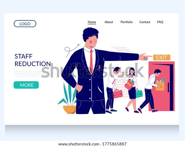 Staff Reduction Vector Website Template Landing Stock Vector (Royalty ...