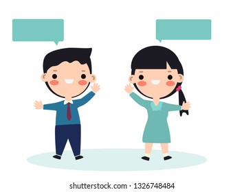 Staff Talk Cute Vector Illustration Stock Vector (Royalty Free ...
