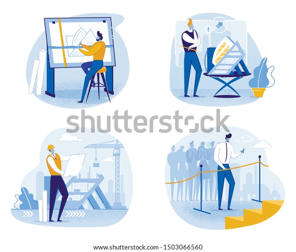 Stage by Stage Construction of new Building Flat Cartoon Vector ...
