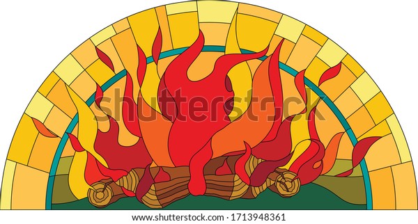 Stained Glass Window Fire Stock Vector (Royalty Free) 1713948361 ...