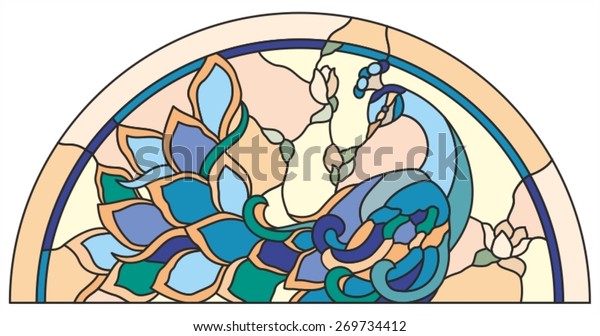 Stained Glass Window Peacock: เวกเตอร์สต็อก (ปลอดค่าลิขสิทธิ์ ...